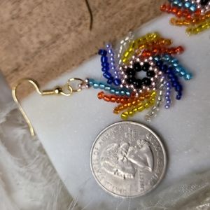 Hand Crafted | Jewelry | Pinwheels Beaded Colorful Earrings | Poshmark